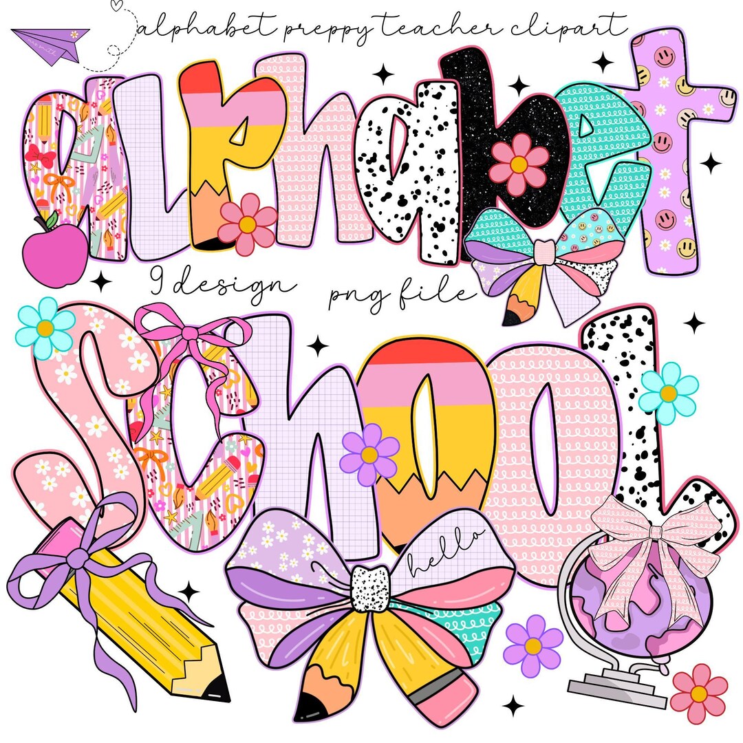 Floral Alphabet PNG: Retro Preppy Font, Teacher Letters - Etsy