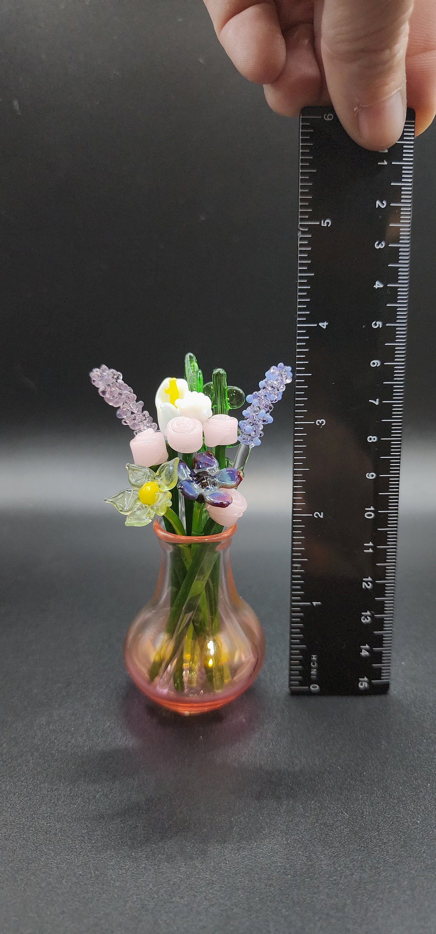 Mini Glass Bouquet Mixed Flowers - Etsy
