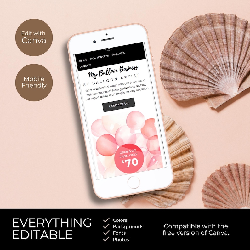 Balloon Artist Canva Website, Balloon Business Landing Page, DIY Sales ...