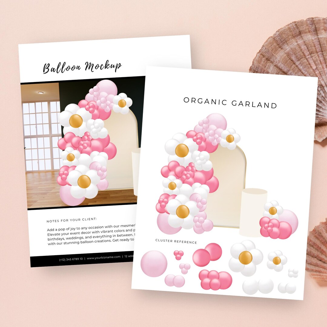 Girl Decoration Balloon Garland Mockup Template, Balloon Artist Design ...