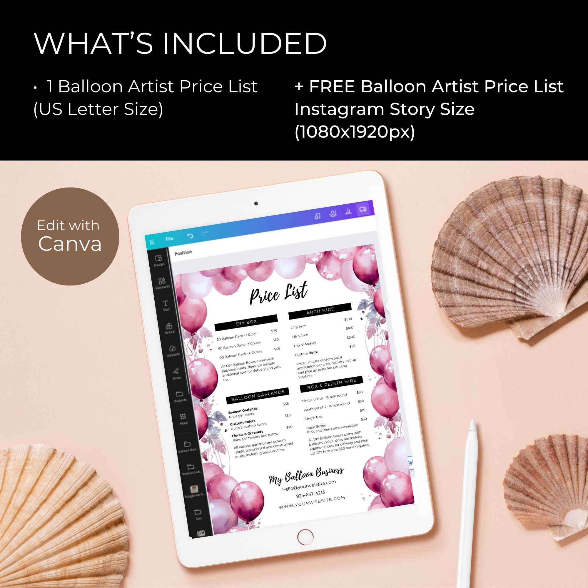 Balloon Business Price List Canva Template, Balloon Services Flyer ...