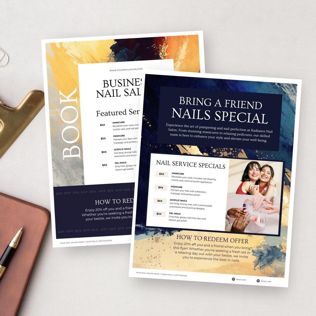 Bring a Friend Nails Flyer Template, Nail Technician Marketing, Book ...