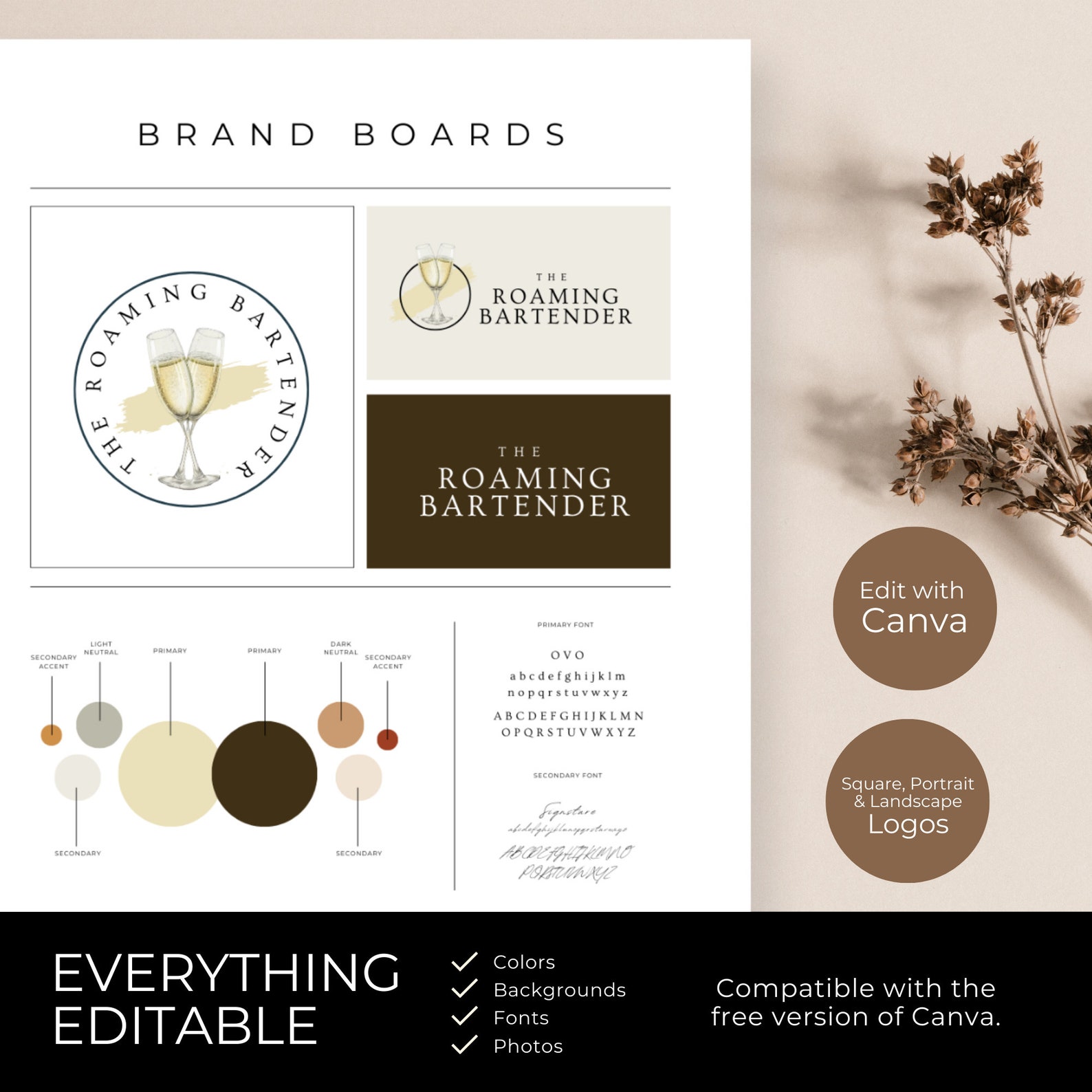 Logo for Mobile Bar Business, Bartending Services Brand Board, Branding ...