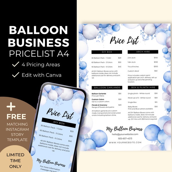 Balloon Cost Sheet - Etsy