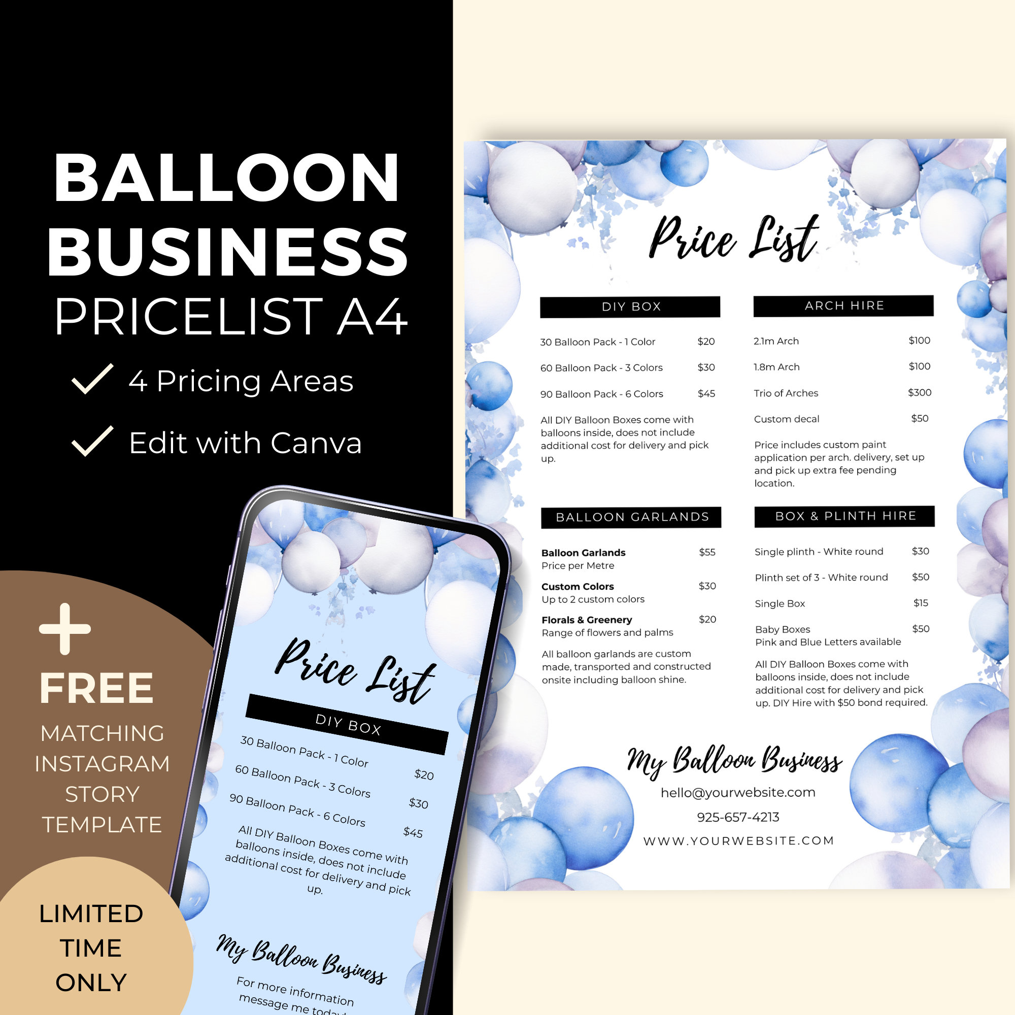 Balloon Business Price Menu A4, Balloon Artist Cost Sheet, Event Decor ...