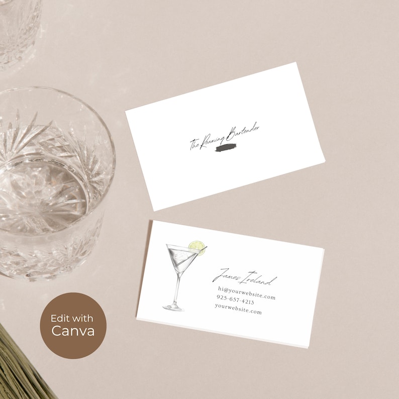 Mobile Bar Business Card, Bartending Business Cards Template for a Bar ...