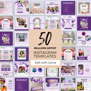 Balloon Business Instagram Templates, Balloon Artist Social Media Posts ...