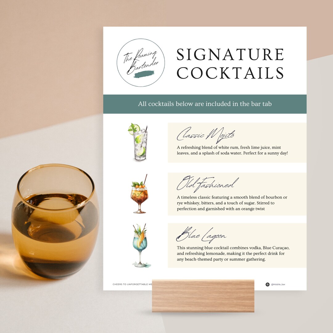 Mobile Bar Business Drinks Menu, Scan to Pay Canva Template US Letter ...