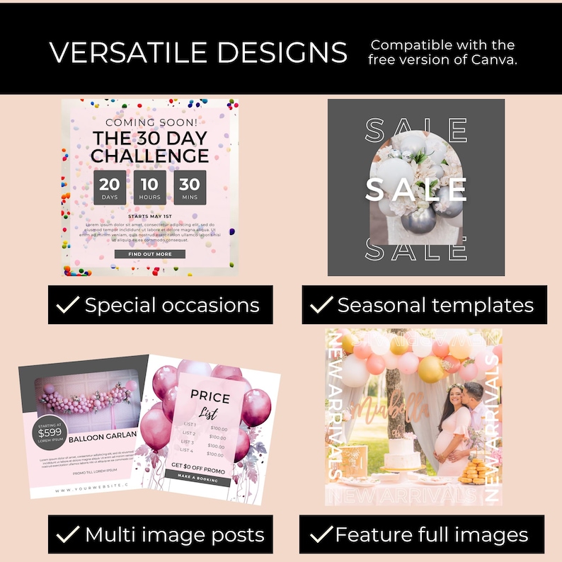 Balloon Business Instagram Templates, Balloon Artist Social Media Posts ...