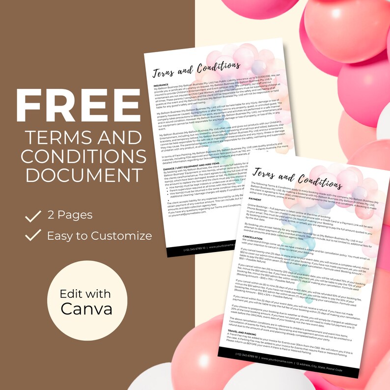 Balloon Artist Invoice Template, Decoration Receipt, Balloon Business ...