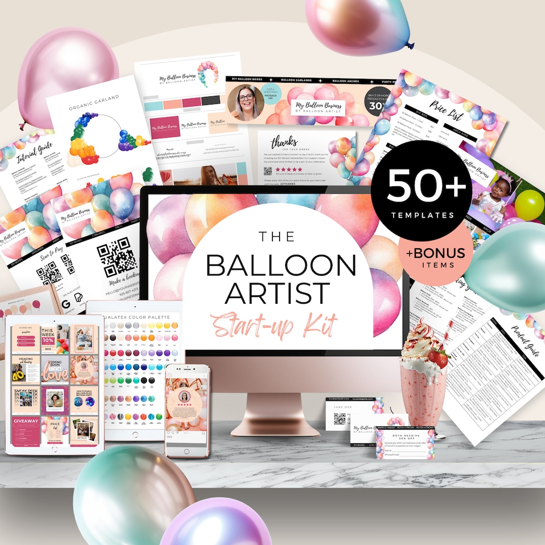 Balloon Artist Starter Kit, Balloon Business Bundle, Editable Canva ...