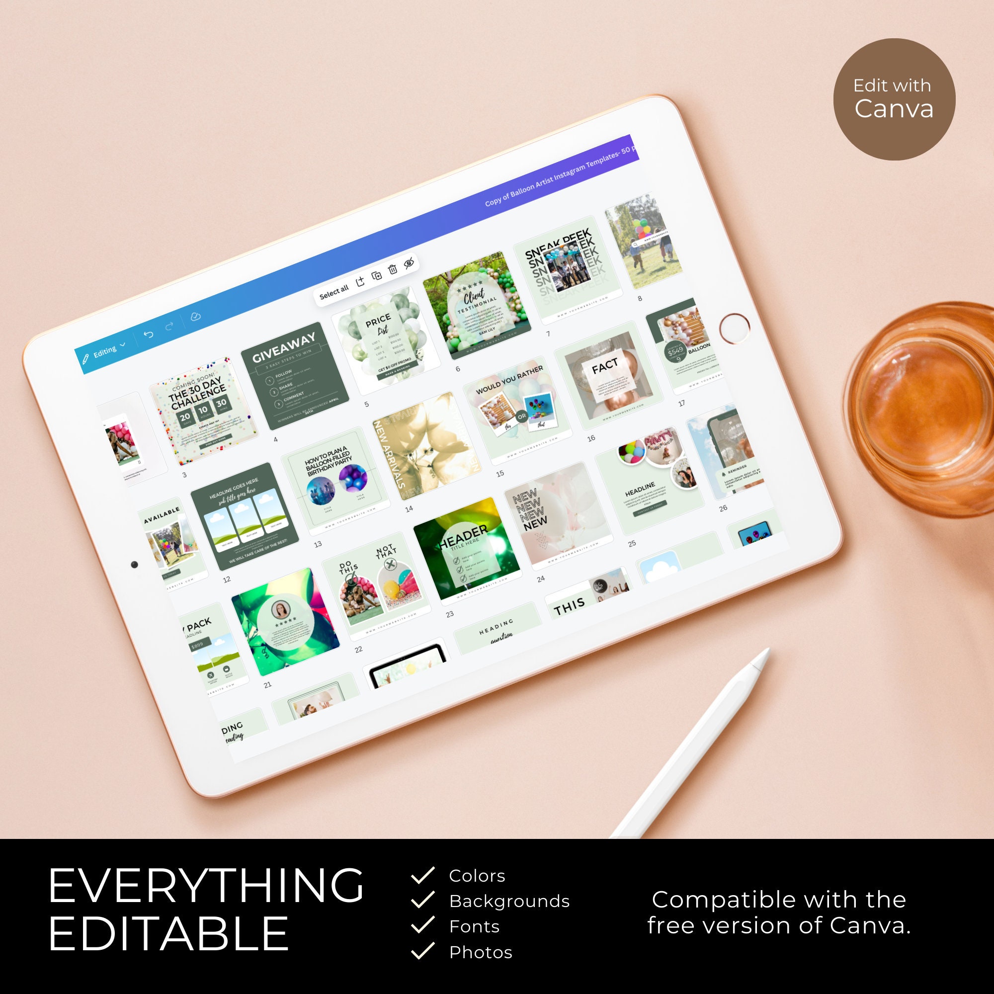 50 Instagram Templates Balloon Business, Balloon Artist Social Media ...
