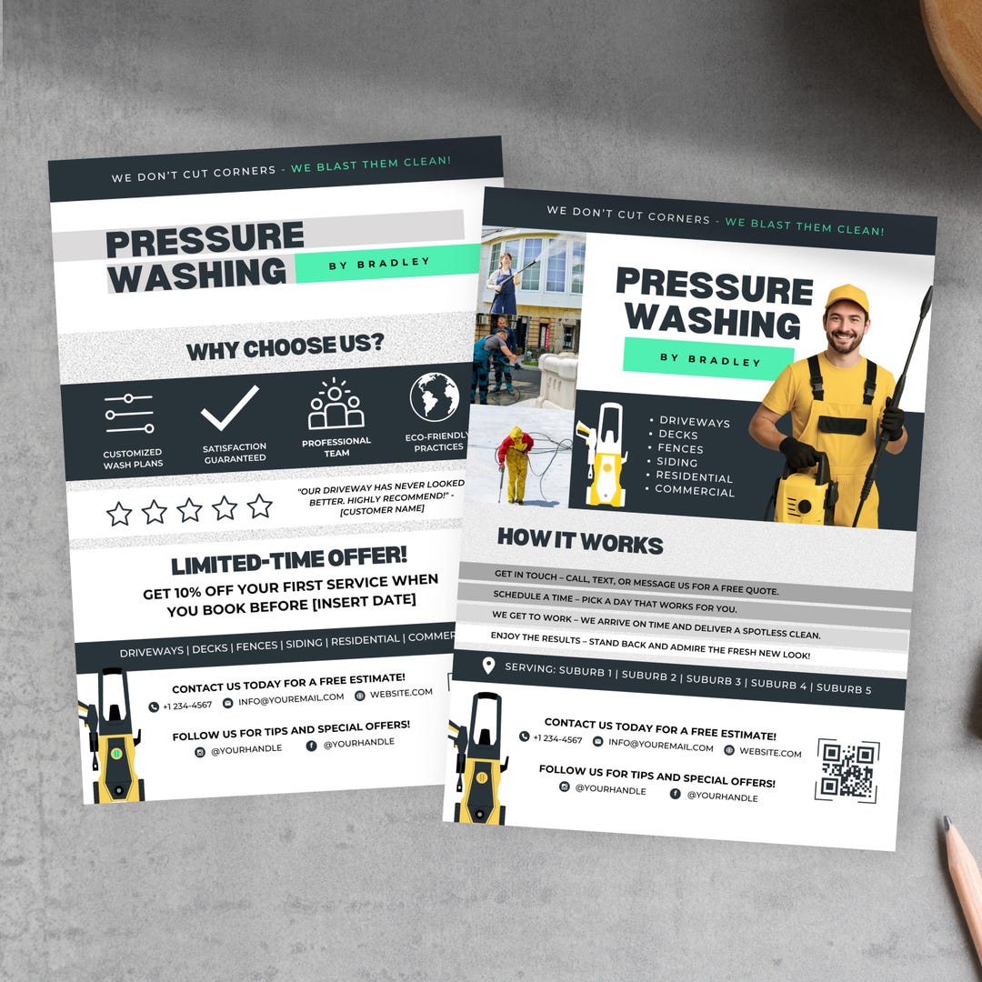 Business Flyer for Pressure Washing, Power Washer Small Business ...