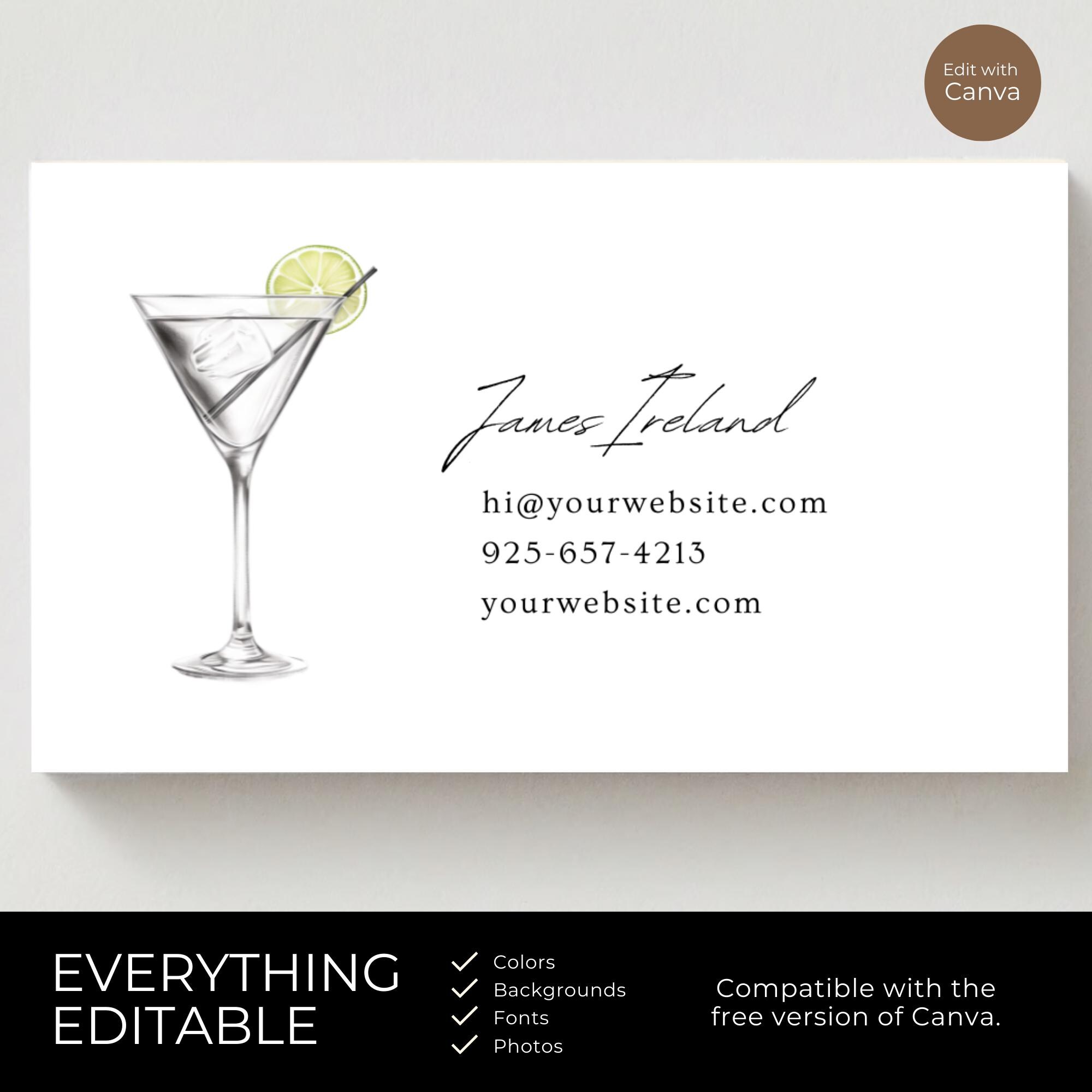 Mobile Bar Business Bundle, Pop-up Cocktail Cart Business Card ...