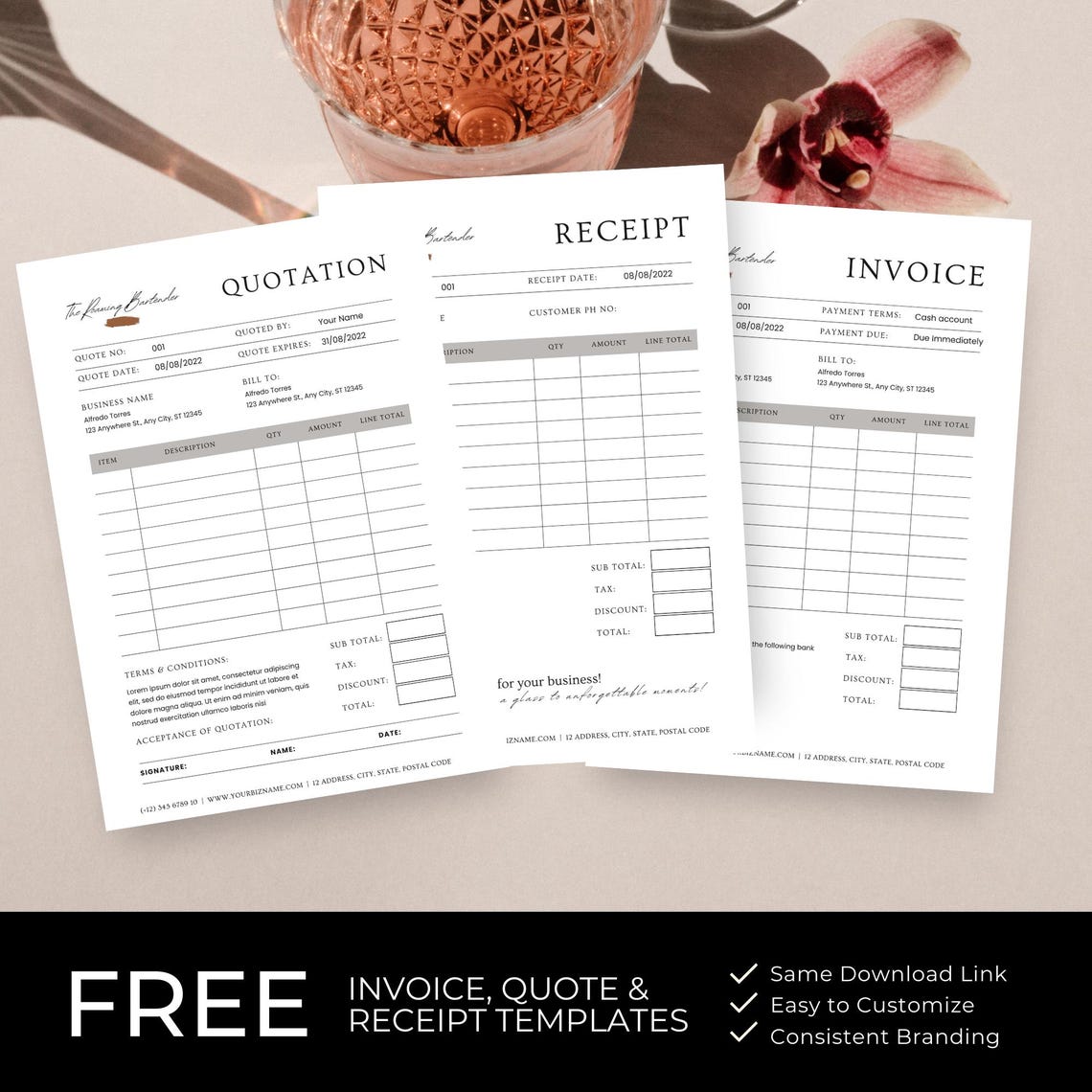 Mobile Bartending Contract Template, Editable in Canva, Freelance ...