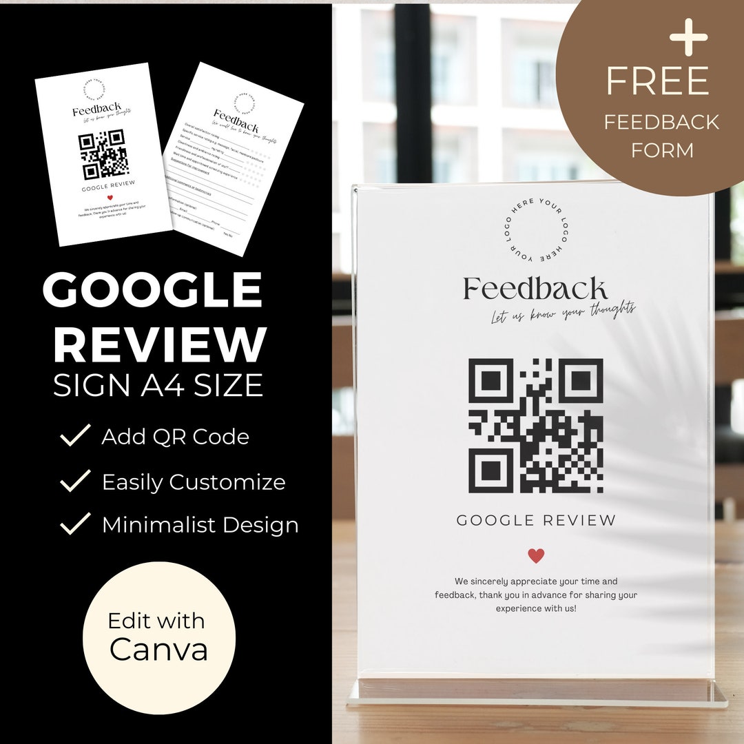 Google Review Sign Digital A4, QR Code Review, Business Feedback Form ...