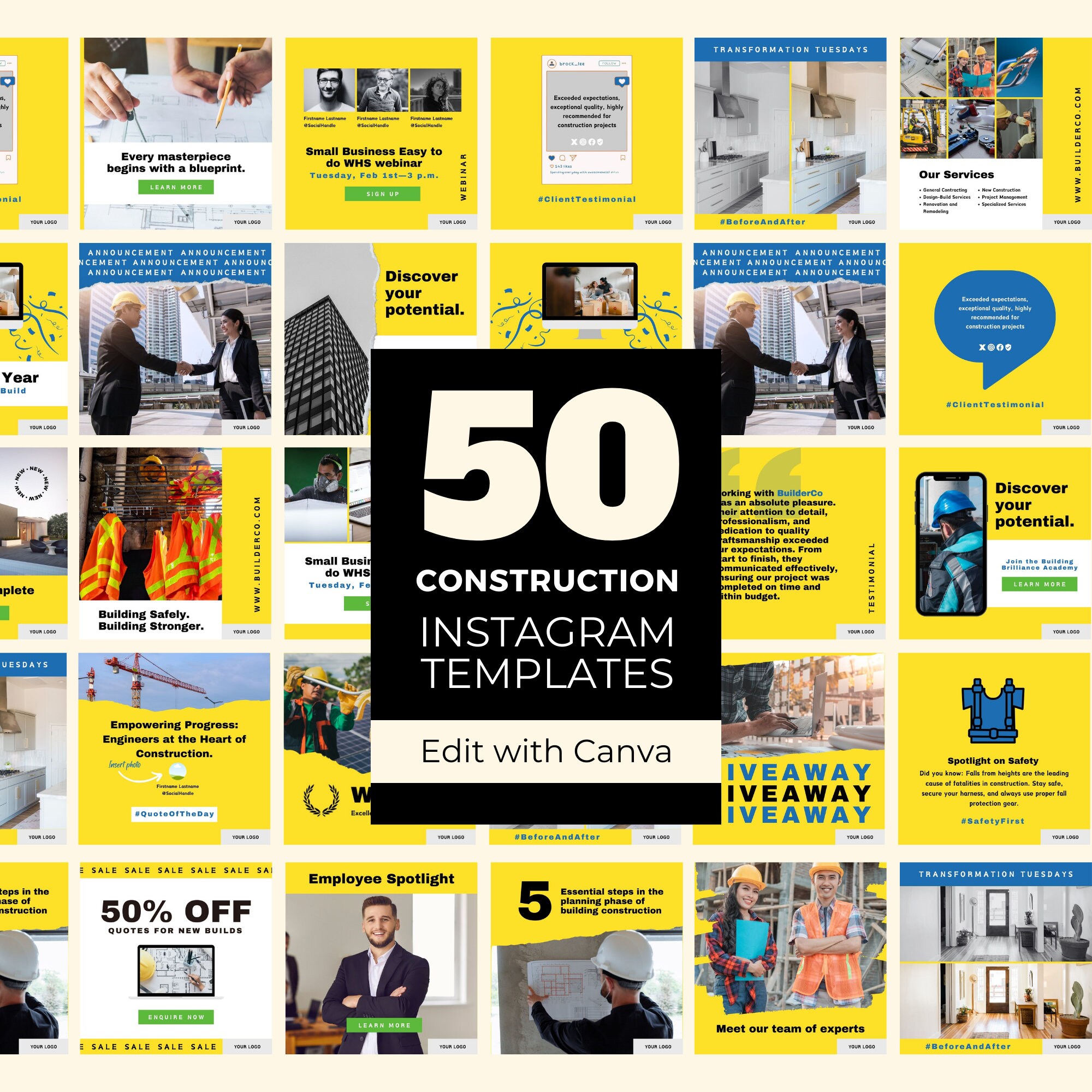 50 Instagram Construction Business Templates, Home Builder Social Media ...
