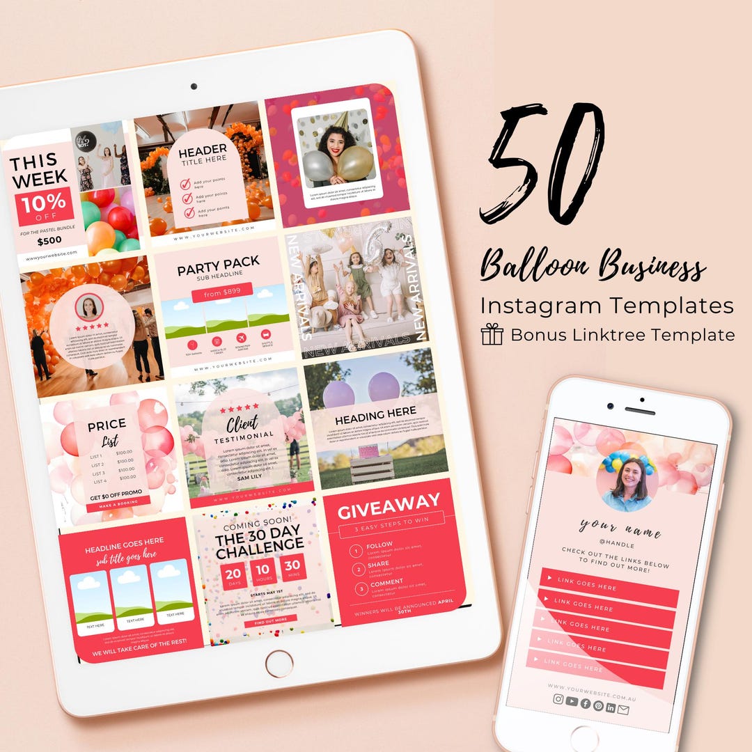 Balloon Business Instagram Templates, Balloon Artist Social Media Posts ...