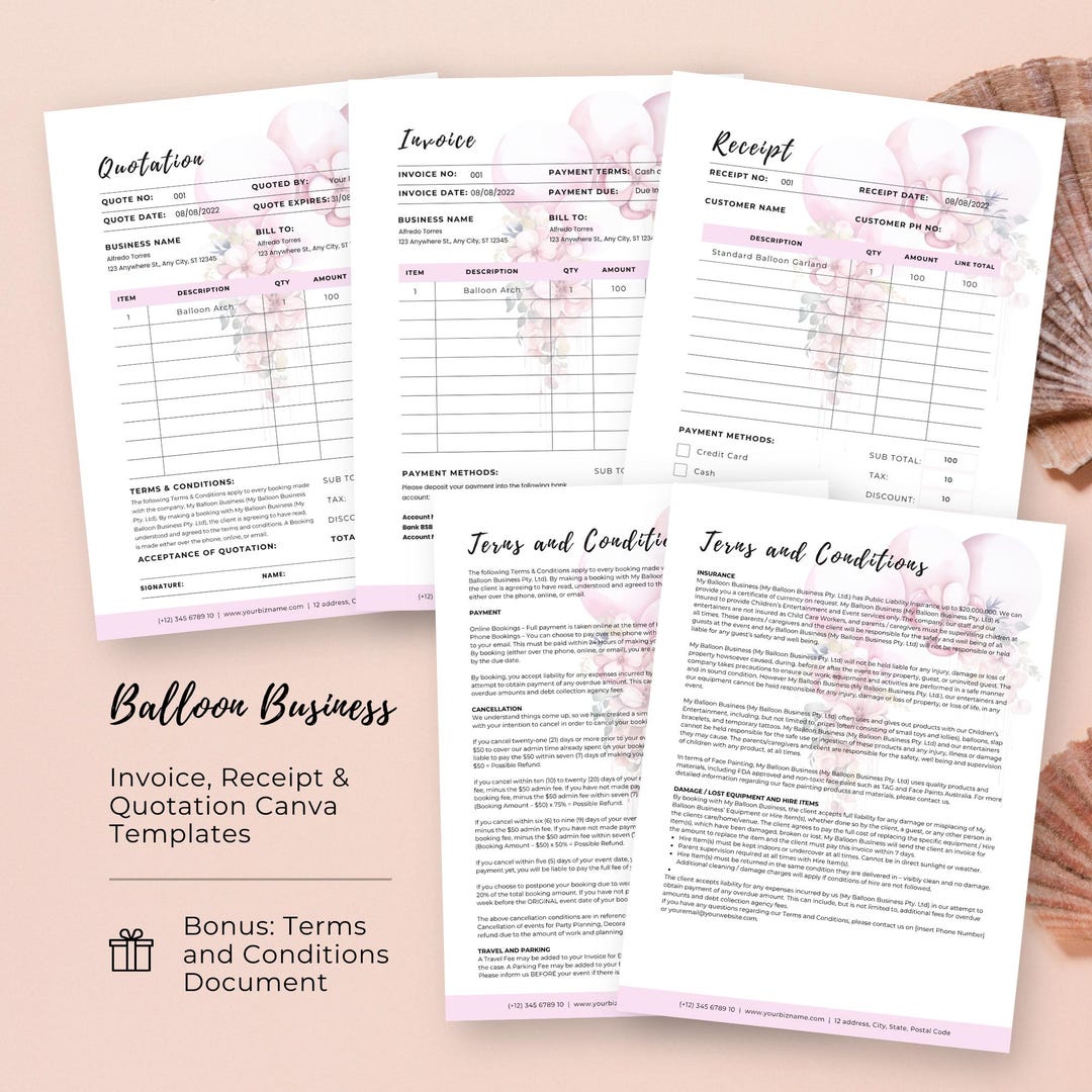 Balloon Artist Invoice Template, Decoration Receipt, Balloon Business ...