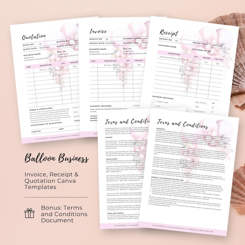 Balloon Artist Invoice Template, Decoration Receipt, Balloon Business ...