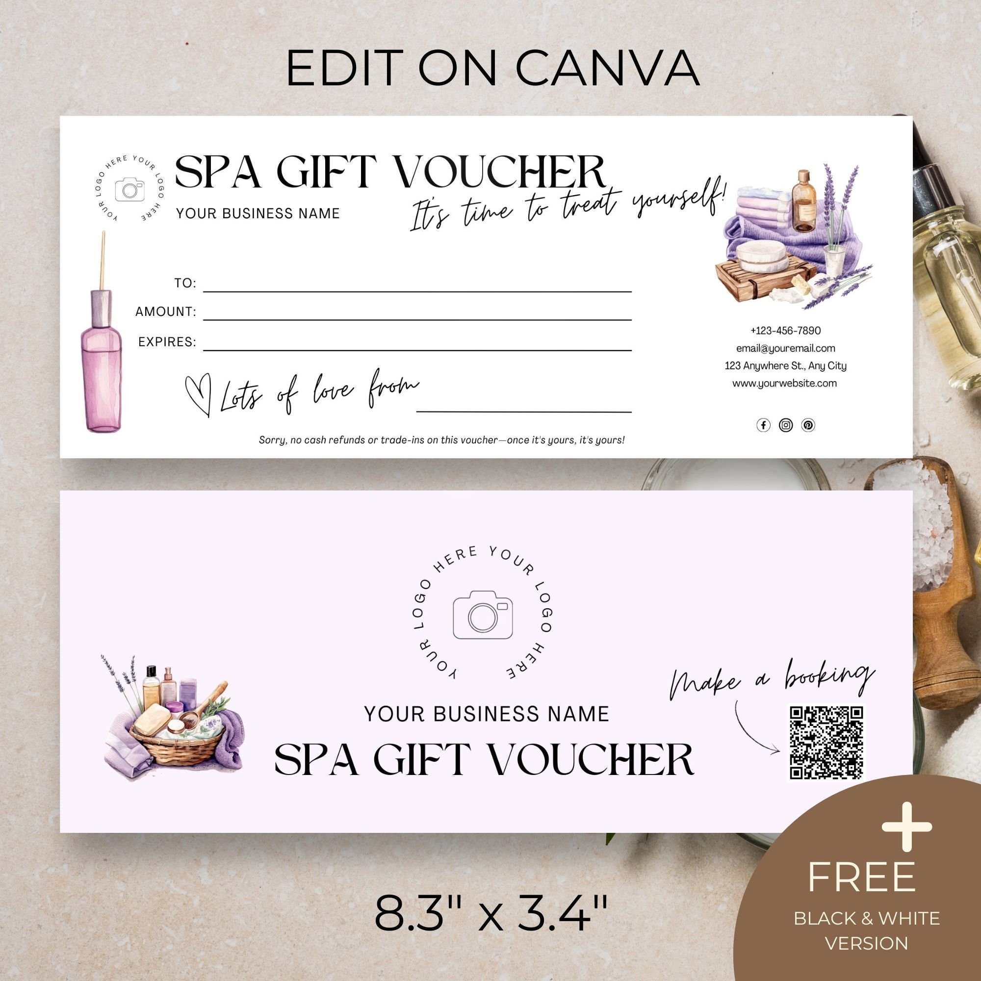 Spa Gift Voucher Template, Editable Gift Certificate, Gift for Mom ...