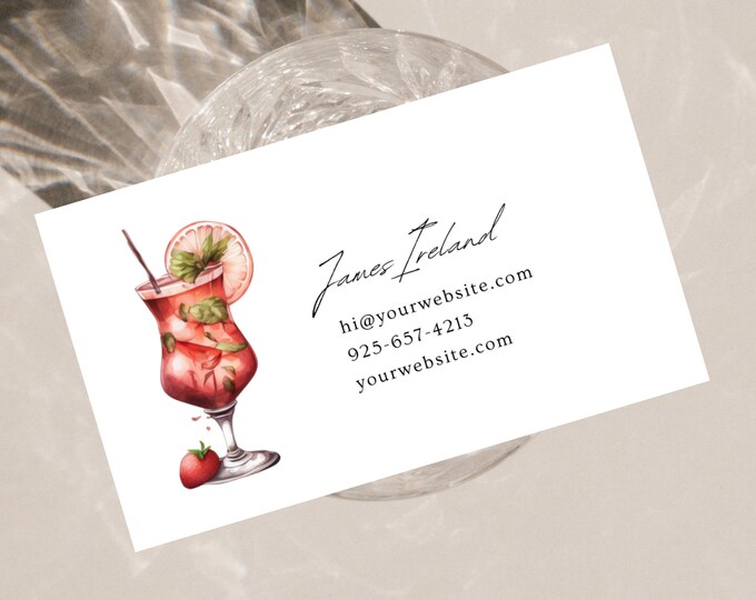 Mobile Bar Business Card, Bartender Logo Design Template, Mixologist ...