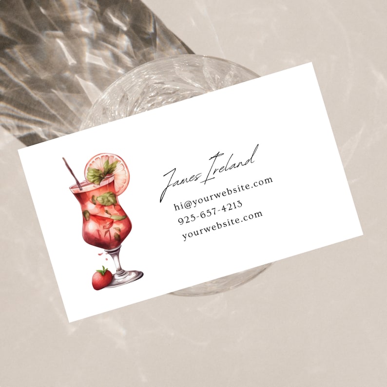 Mobile Bar Business Card, Bartender Logo Design Template, Mixologist ...