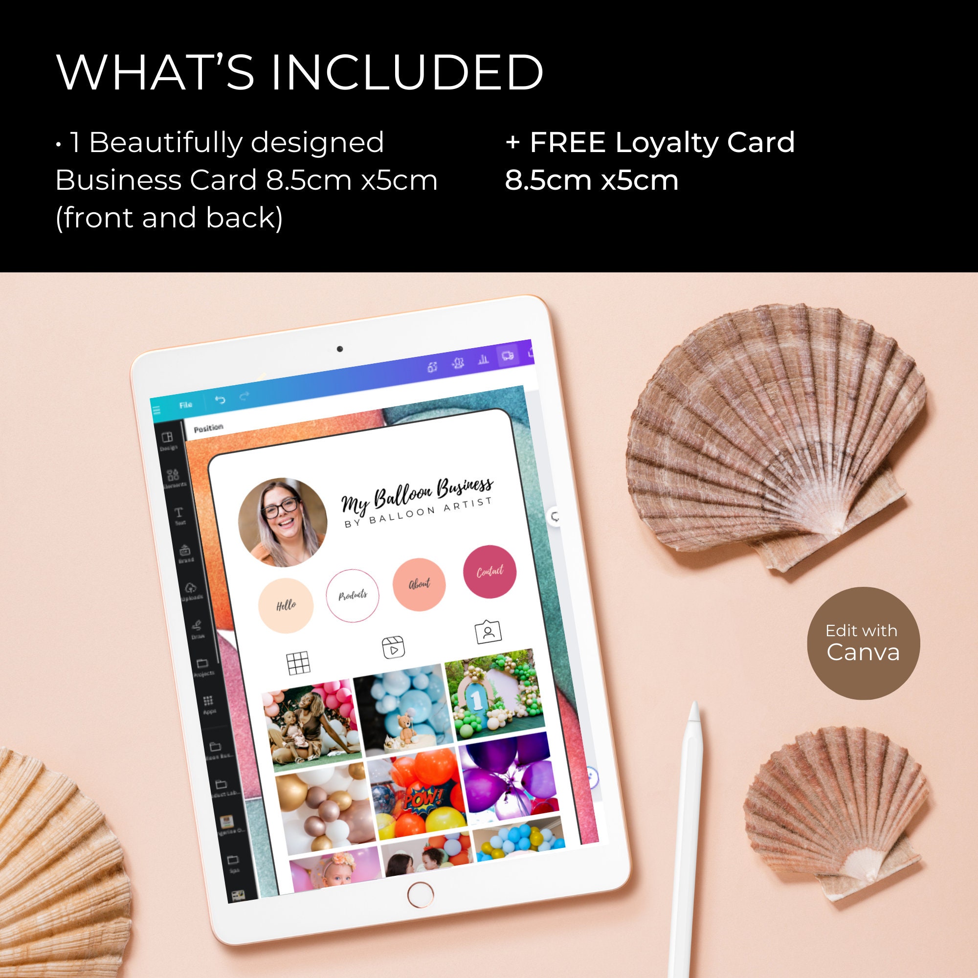 Balloon Garland Instagram Business Card, Balloon Business Card With QR ...