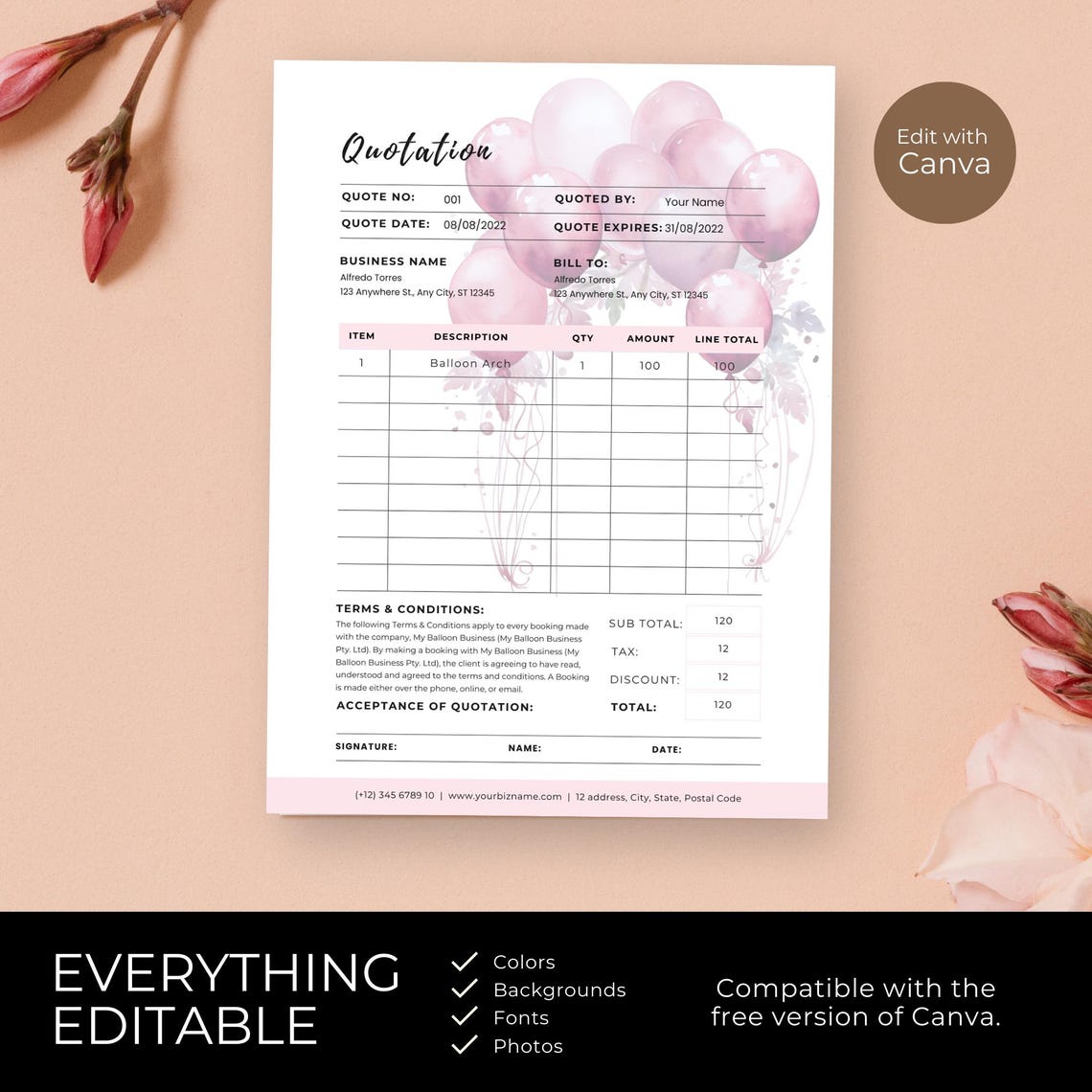 Balloon Business Invoice Template, Balloon Artist Contract Template ...