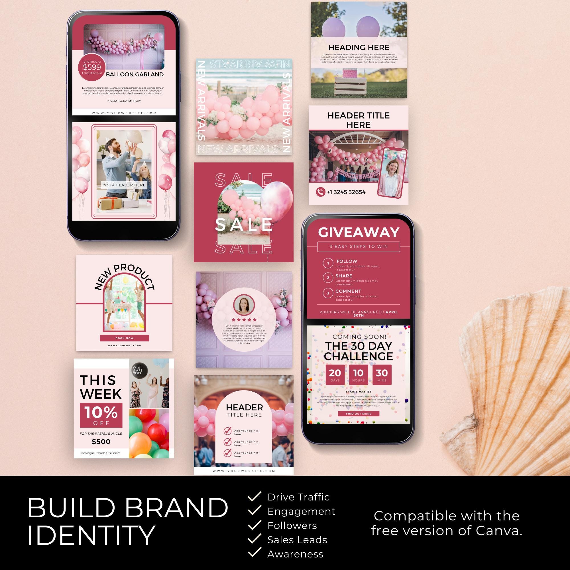 Balloon Business Instagram Templates, Balloon Artist Social Media Posts ...