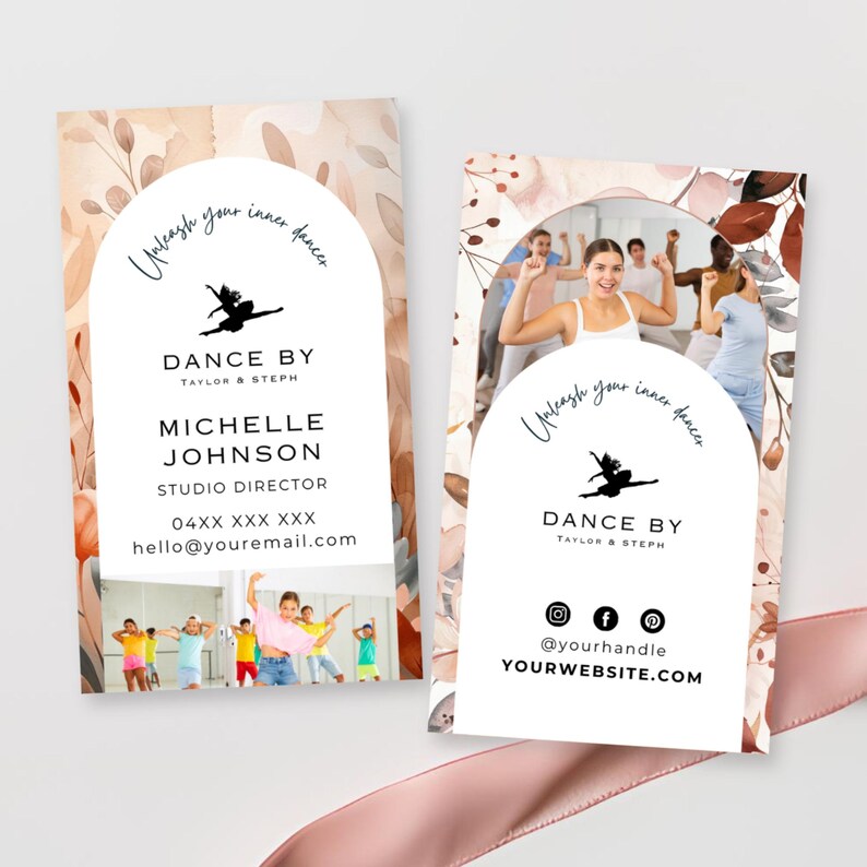 Dance Studio Business Card Template, Kids Dance Class Contact Card ...