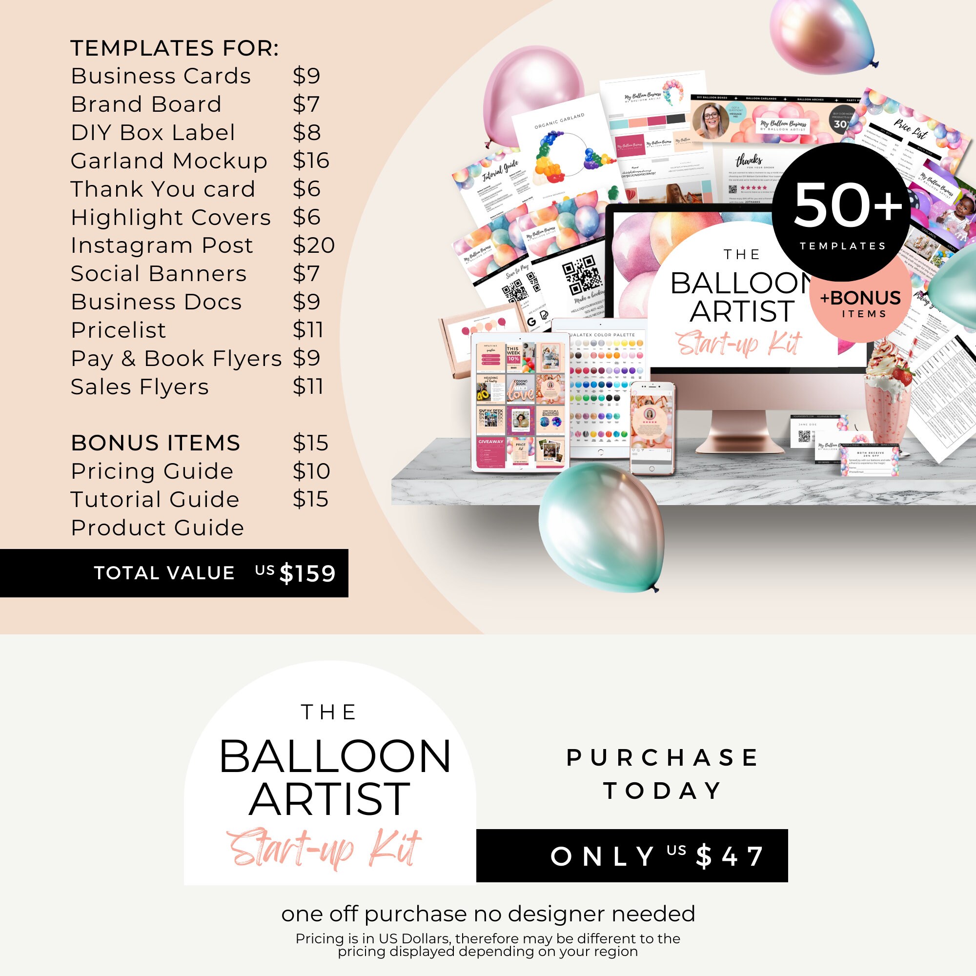 Balloon Artist Starter Kit, Balloon Business Bundle, Editable Canva ...