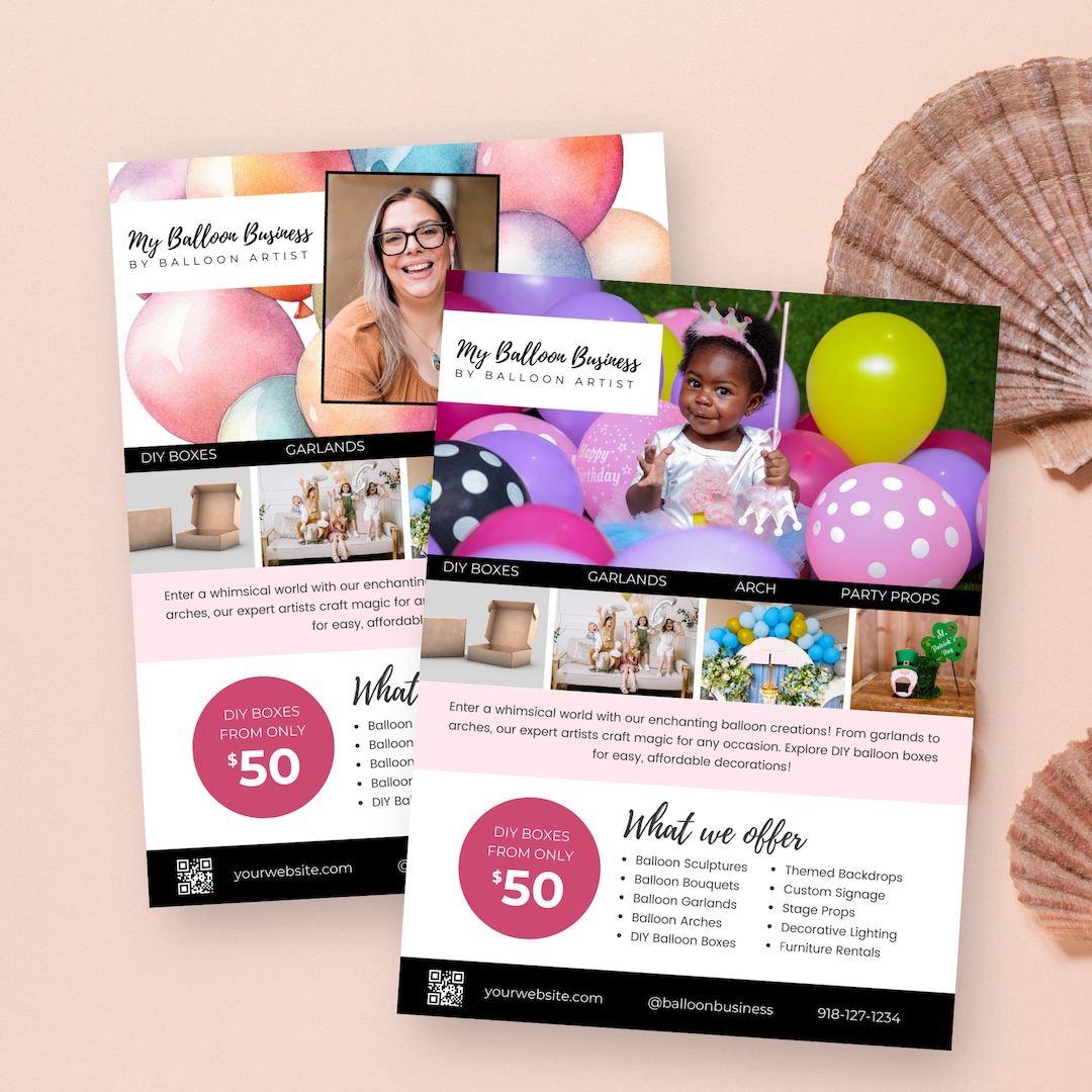Balloon Artist Flyer US Letter, Balloon Business Marketing, Canva ...