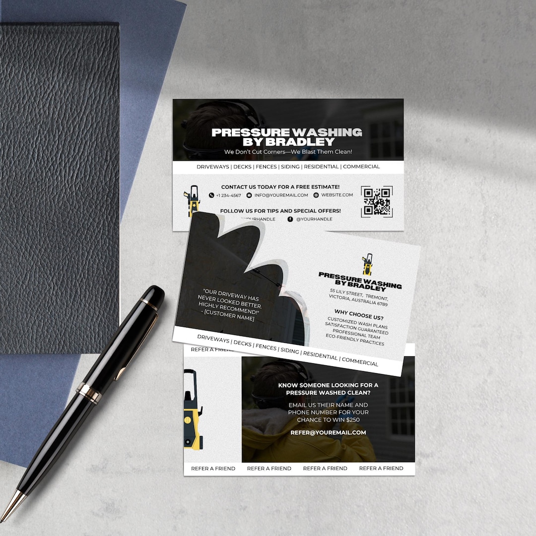 Pressure Washing Business Cards Template, Exterior Cleaning Branding ...