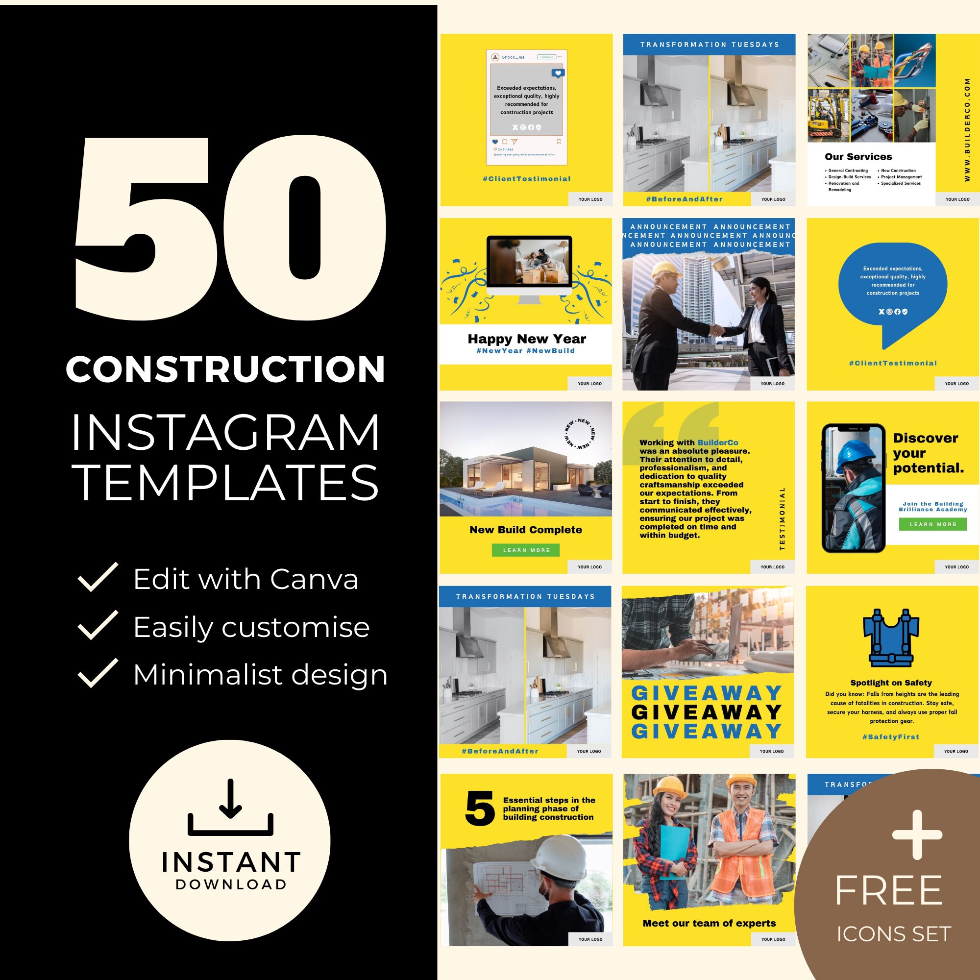 50 Instagram Construction Business Templates, Home Builder Social Media ...