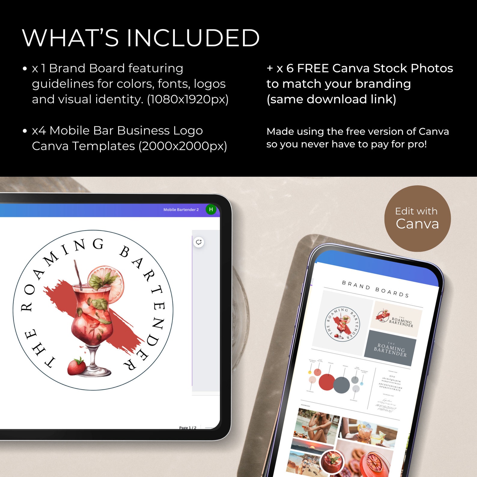 Mobile Bar Logo Design, Bartending Services Brand Board, Branding ...