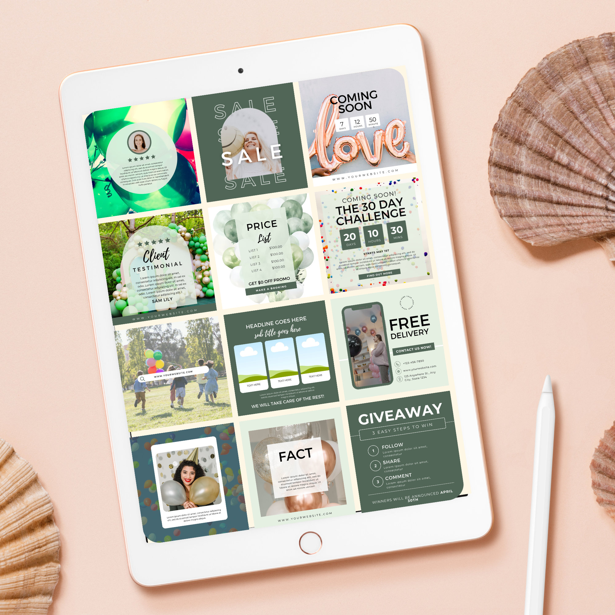 50 Instagram Templates Balloon Business, Balloon Artist Social Media ...