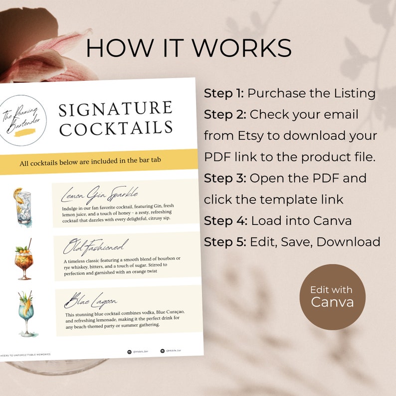 Mobile Bar Service Drinks Menu, Scan to Pay Canva Template US Letter ...