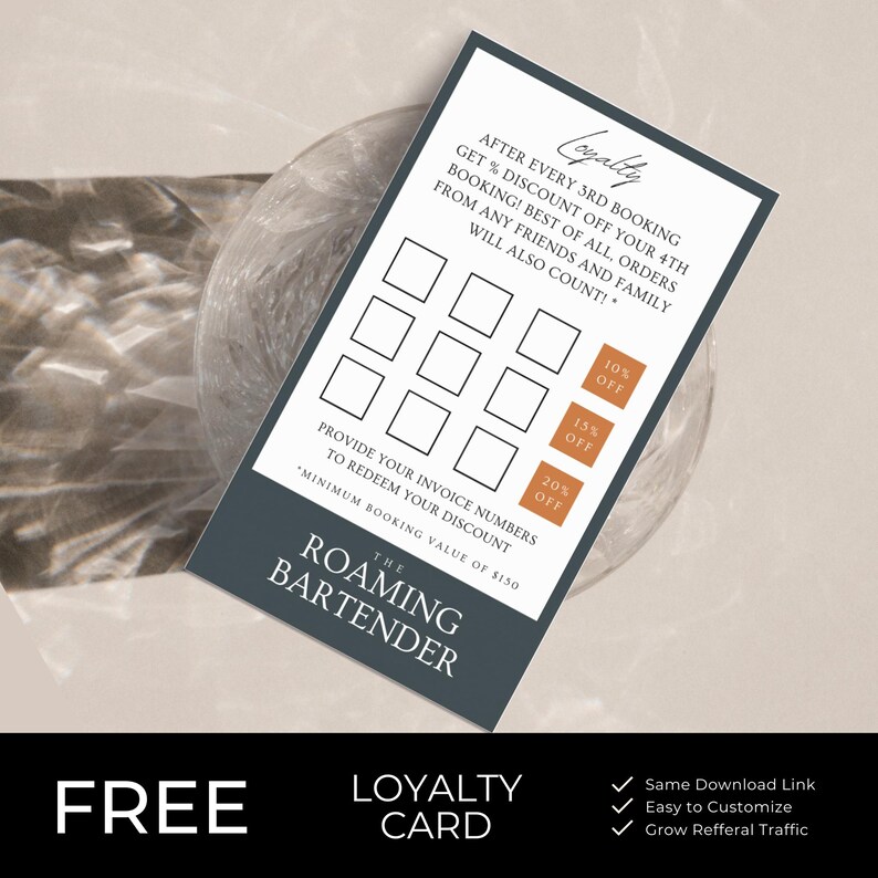 Business Cards Template for a Bar,mobile Bar Business Card, Minimalist ...