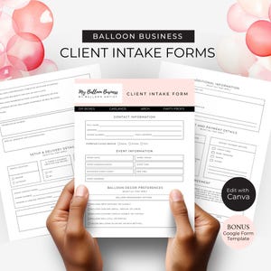 Balloon Business Client Intake Form, Event Information Canva Template ...