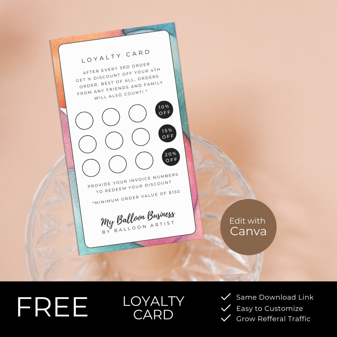 Balloon Garland Instagram Business Card, Balloon Business Card With QR ...