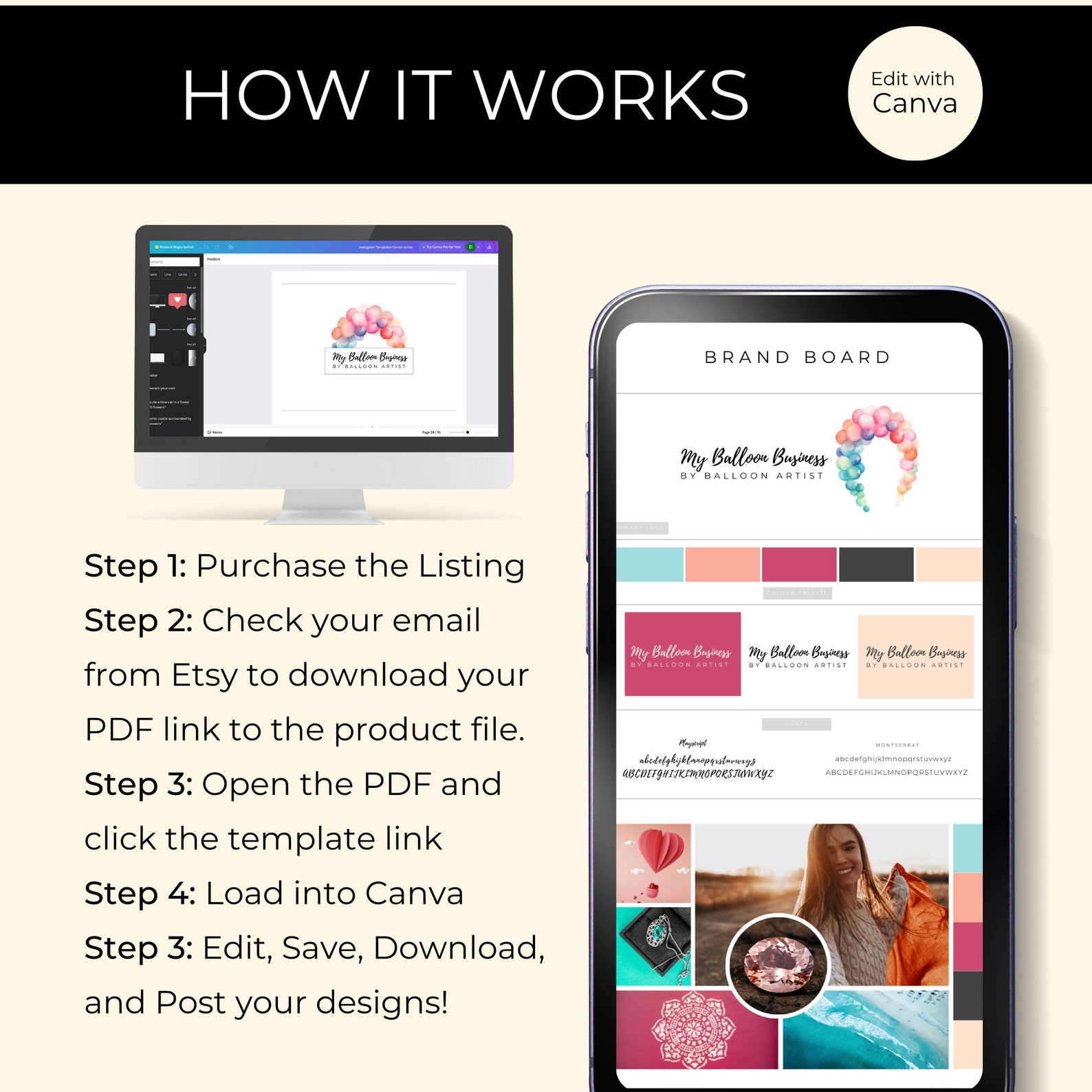 Balloon Business Brand Board Rainbow, Orange Brand Marketing, Balloon ...