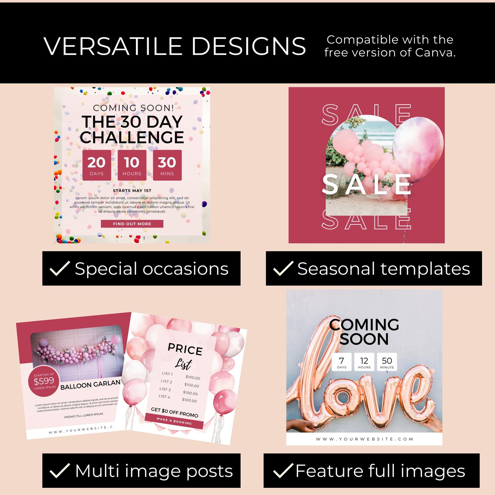 Balloon Business Instagram Templates, Balloon Artist Social Media Posts ...