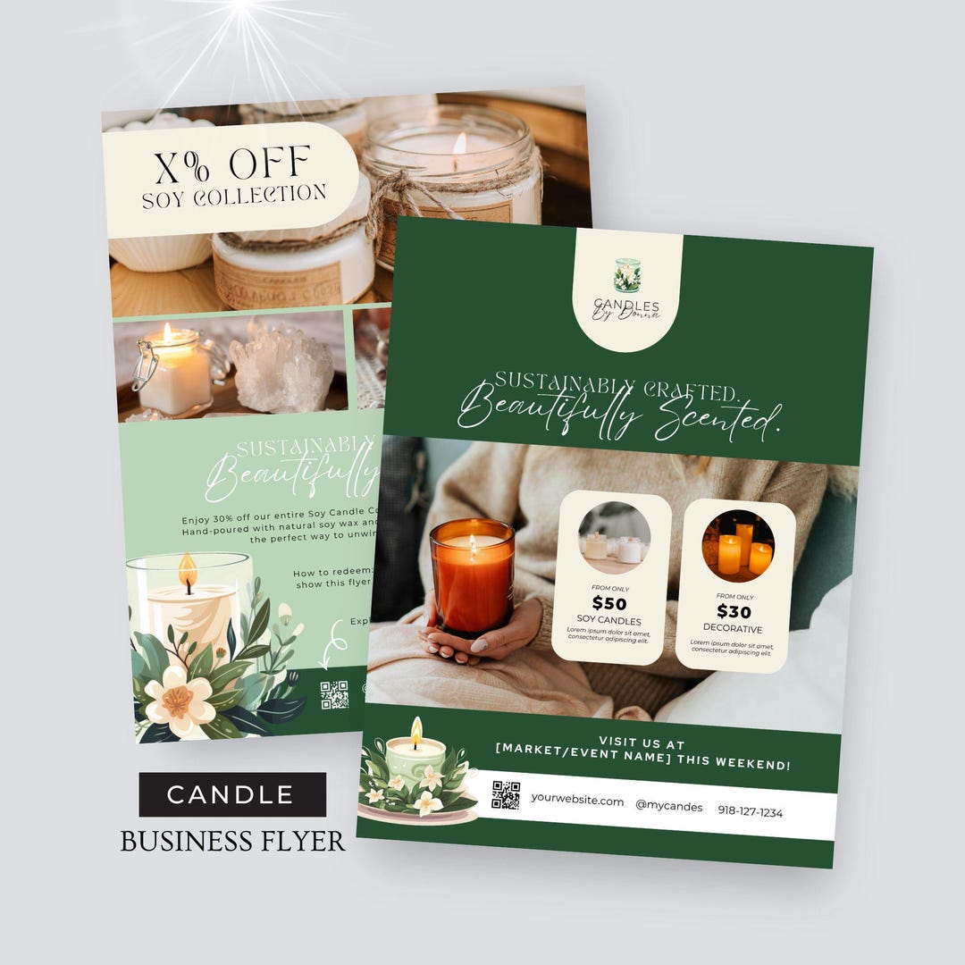 Candle Business Flyer Template, Editable Canva Sales Promo Page, Custom ...