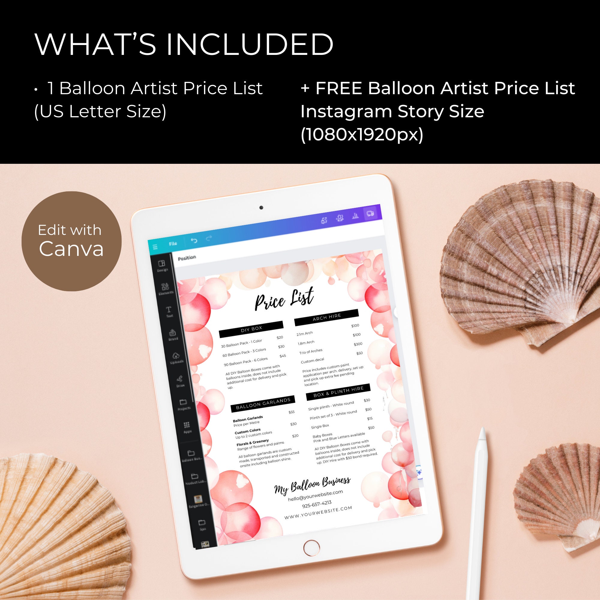 Balloon Business Price List Canva Template, Balloon Services Flyer ...