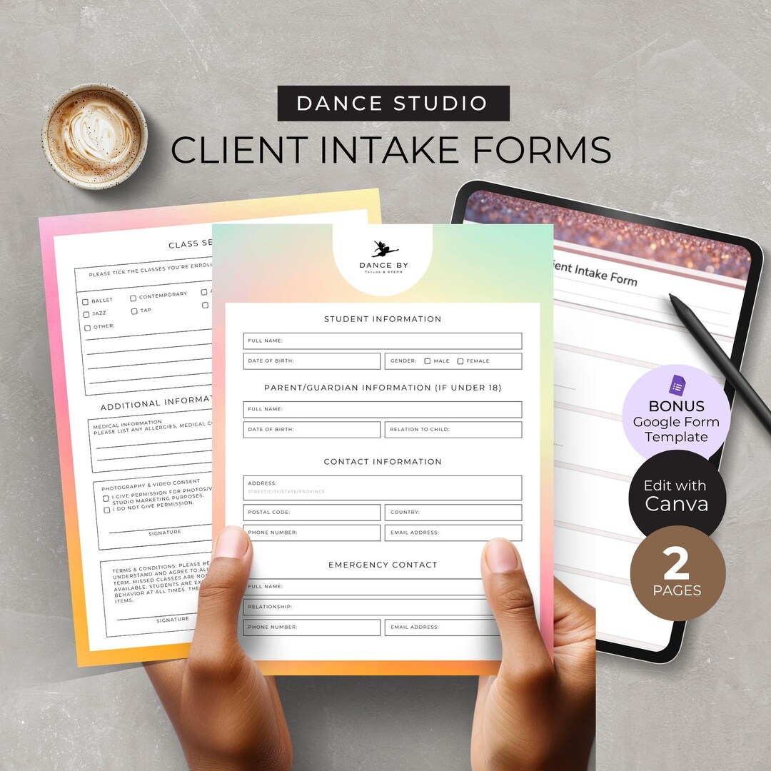 Dance Studio Student Intake Form Template, Kids Dance Classes ...