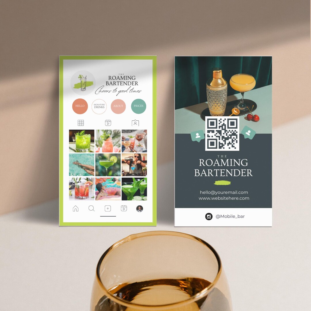 Mobile Bar Instagram Business Card, Business Cards Template for a Bar ...