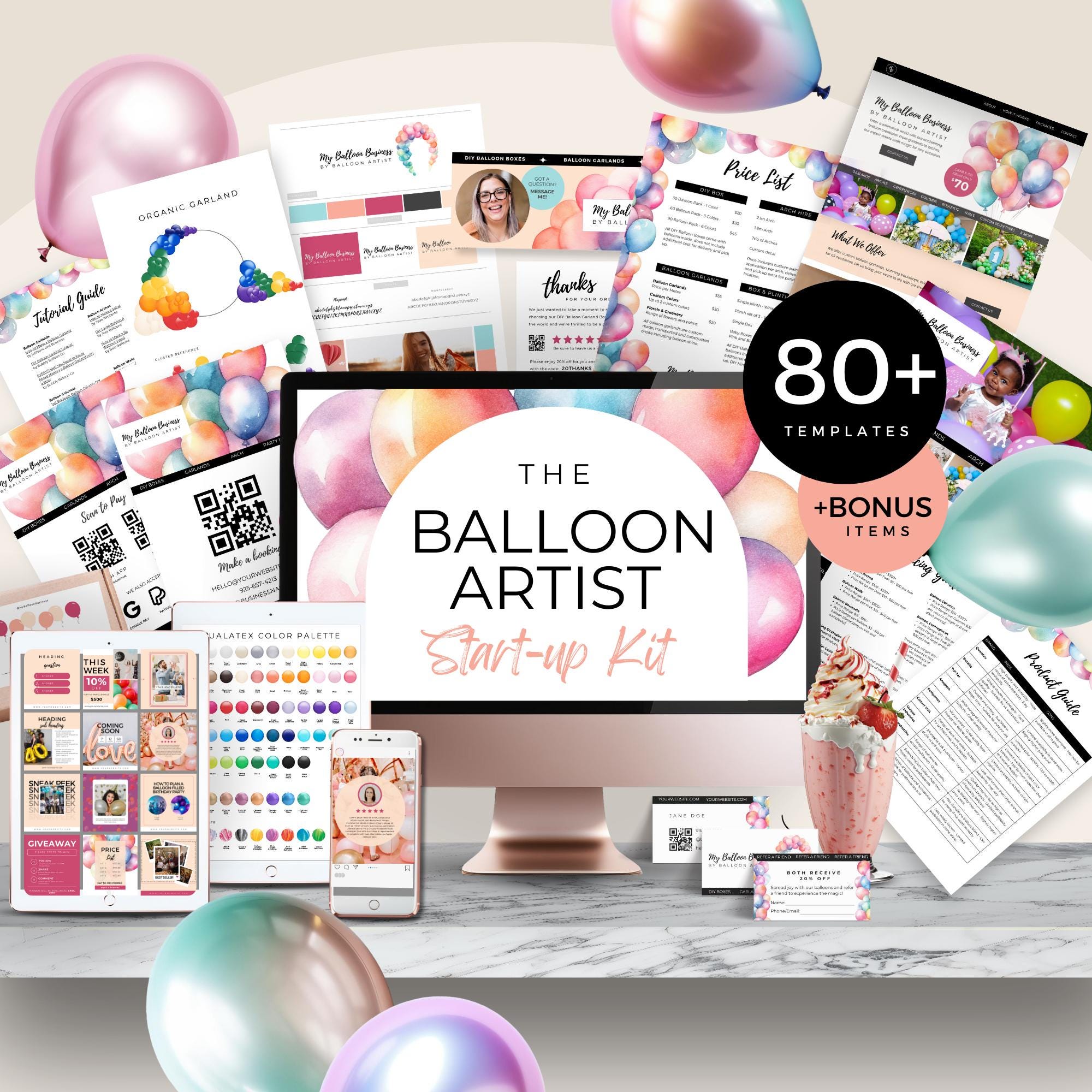 Balloon Artist Starter Kit, Balloon Business Bundle, Editable Canva ...