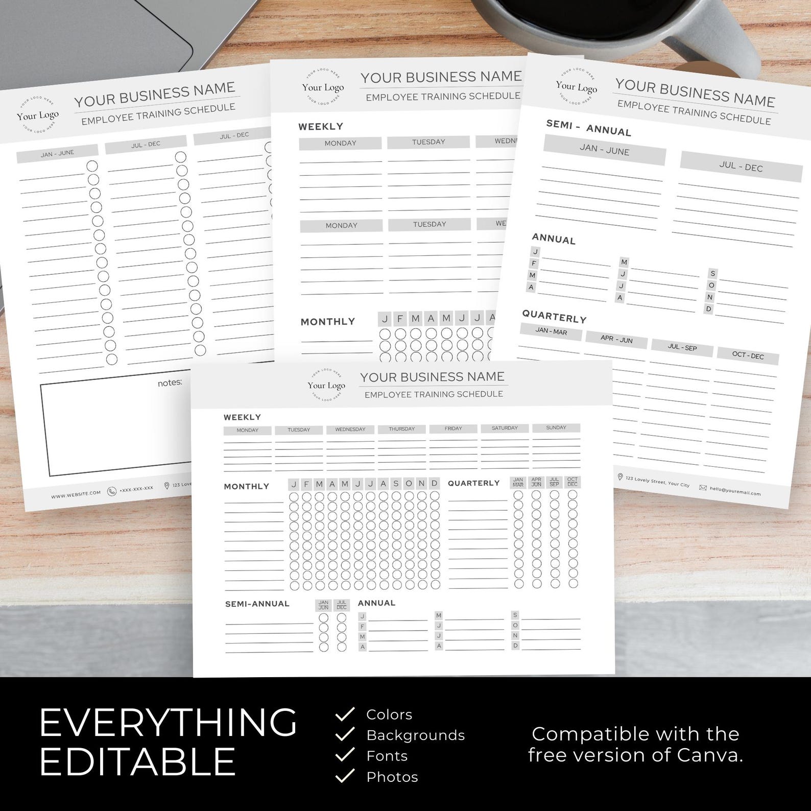Employee Training Schedule Canva Template, Employee Training Checklist ...