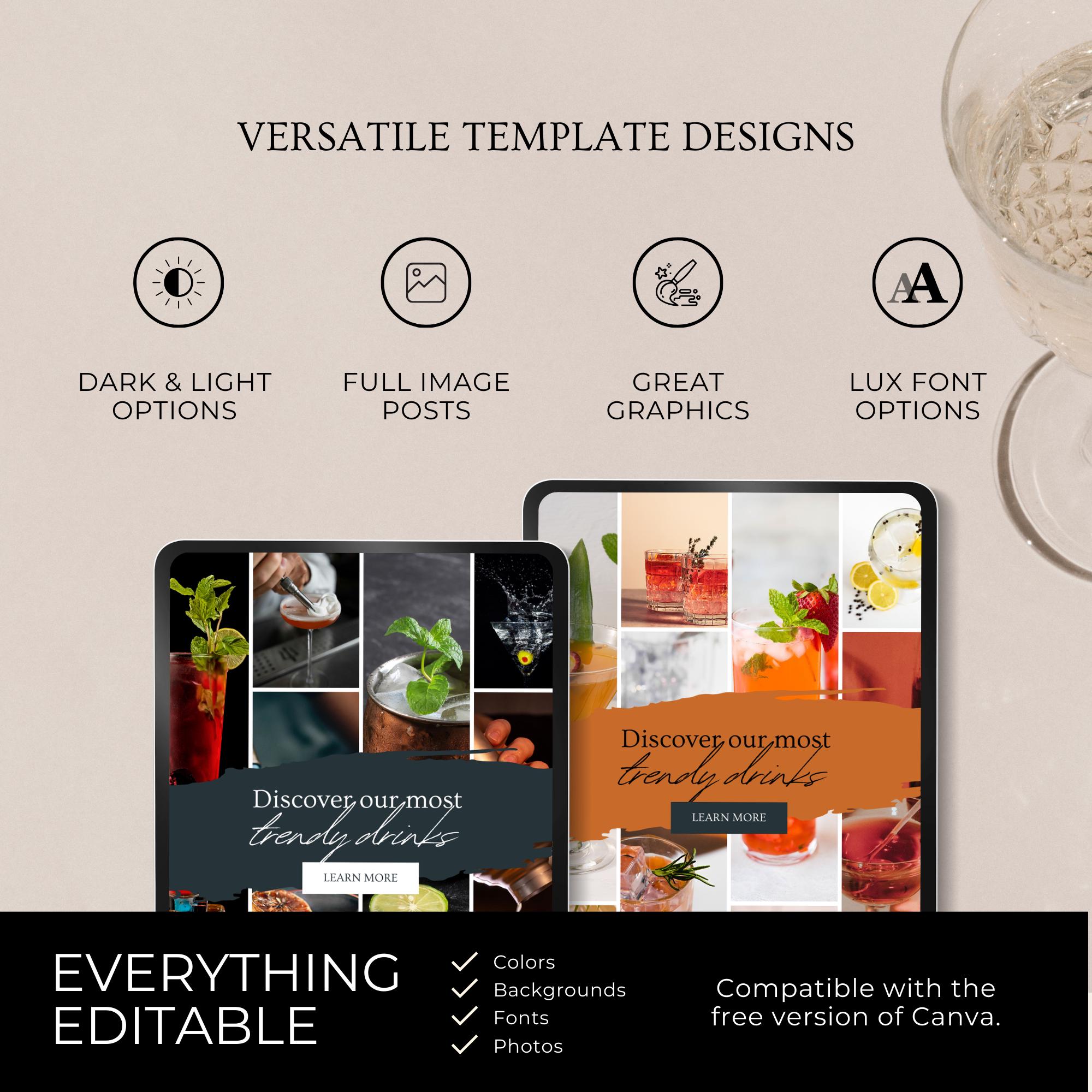Mobile Bar Instagram Templates, Bartending Social Media Posts, DIY ...